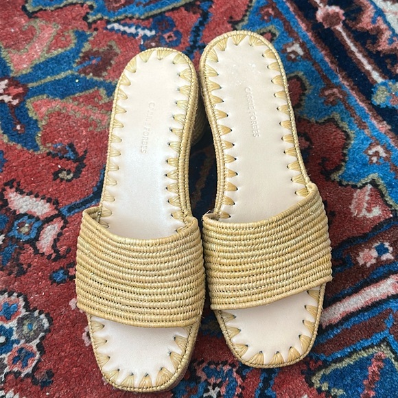 Carrie Forbes | Shoes | Carrie Forbes Bou Slip On Raffia Sandals Womens ...